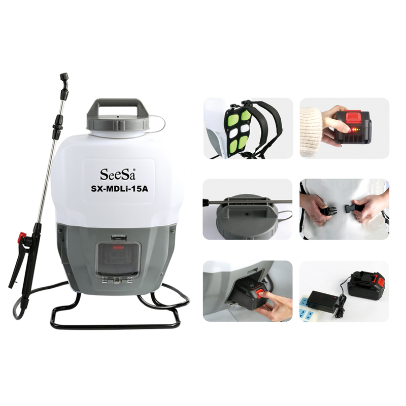 SEESA 21V 15L Electric Weed Garden Sprayer Rechargeable Backpack Farm ...