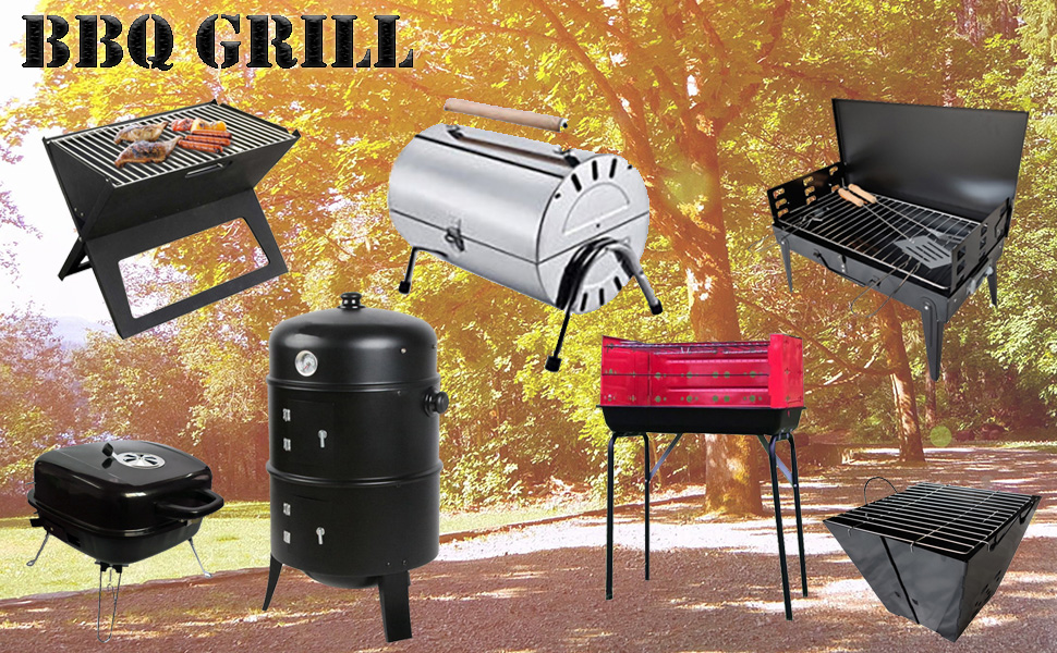 Portable Stainless Steel Barrel Charcoal Grill BBQ Wood Barbecue ...